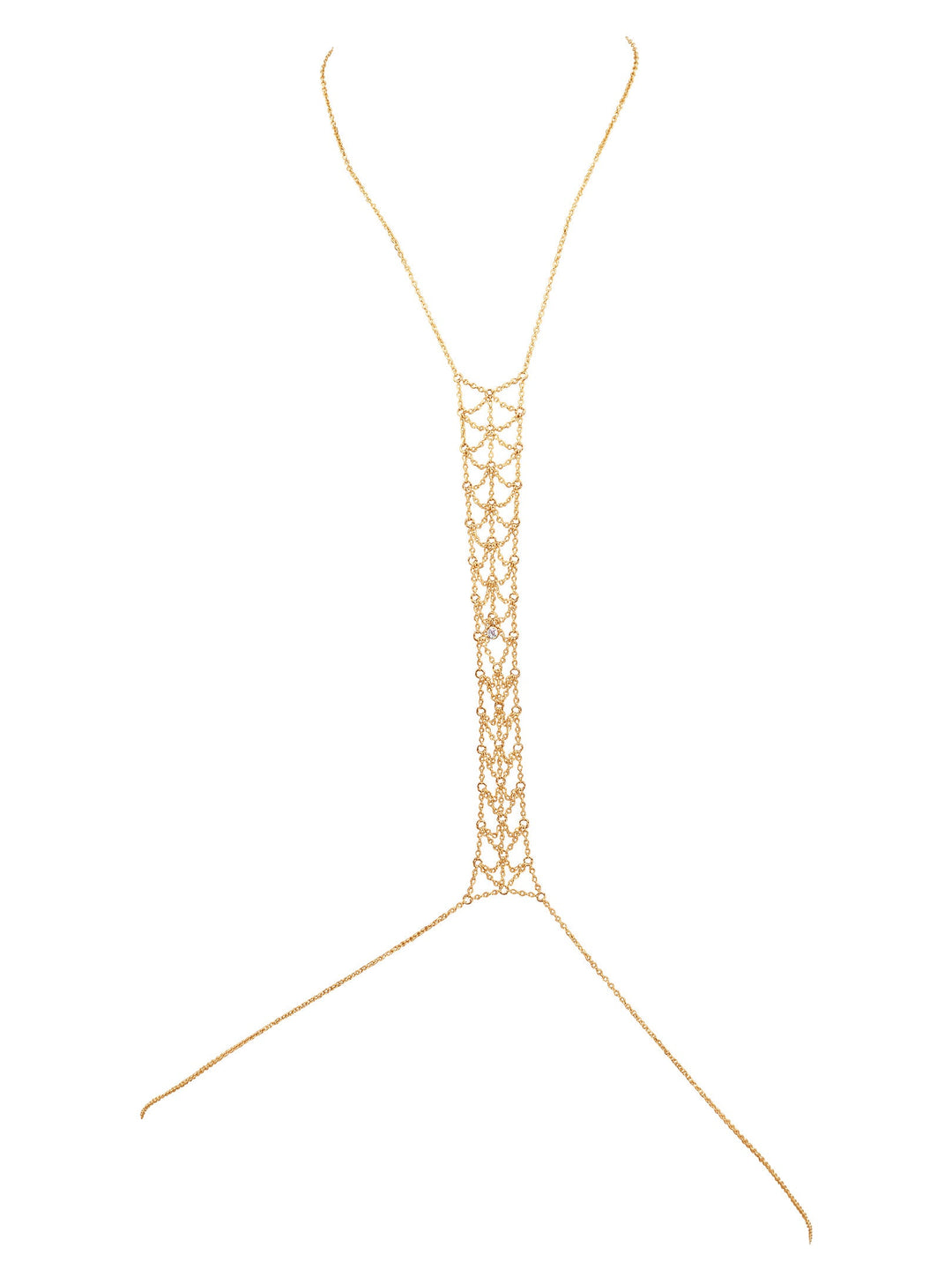 Mesh Spine Body Chain with Zirconia | Goldish