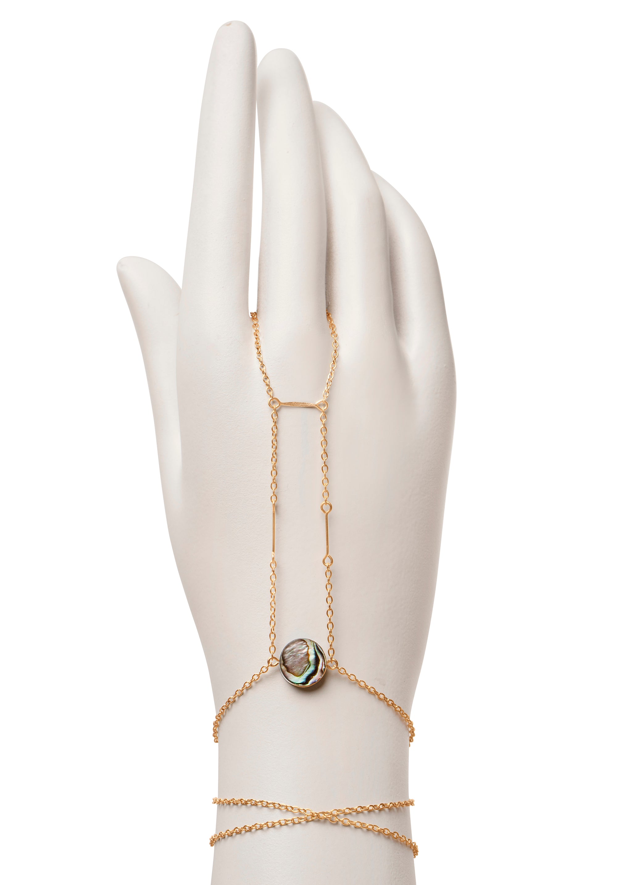 Center Point Abalone Hand Chain | Goldish